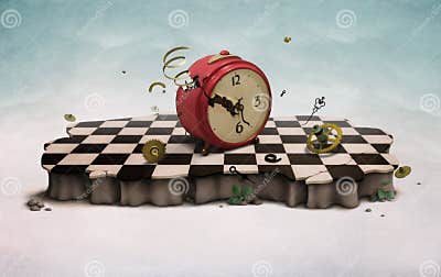Podium with Broken Old Clock Stock Illustration - Illustration of ...
