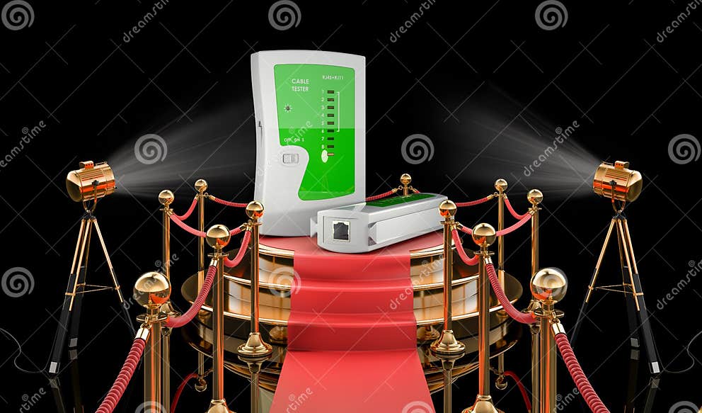 Podium with Cable Tester, 3D Rendering Stock Illustration ...
