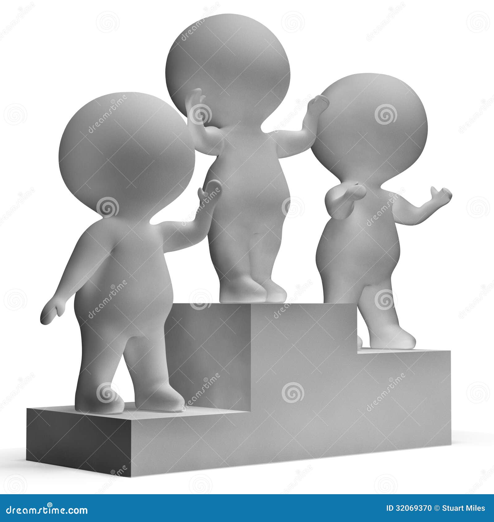 Podium with 3d Characters Showing First Place and Winning Stock ...