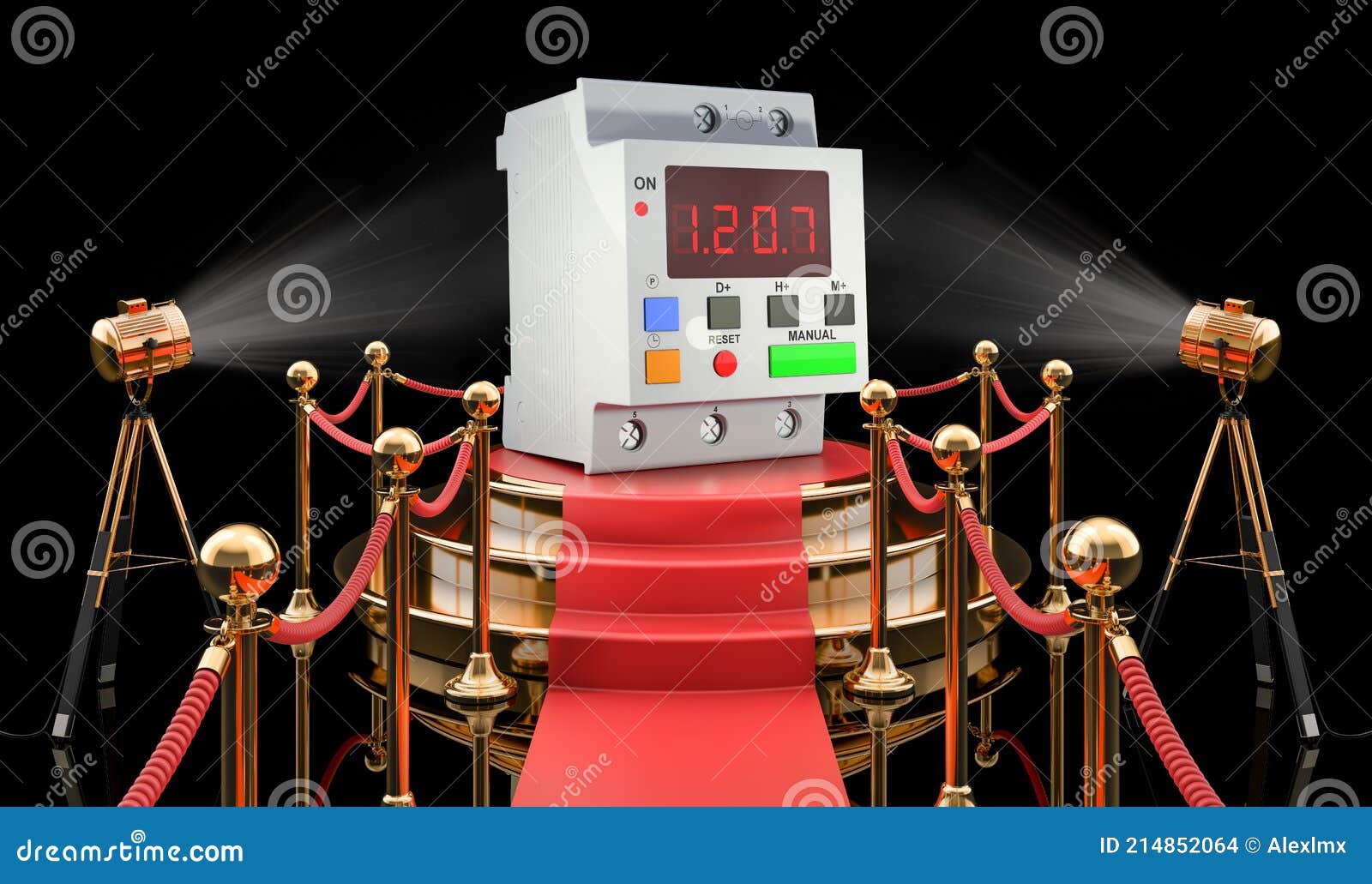 Podium with Digital Timer Switch, 3D Rendering Stock Illustration ...
