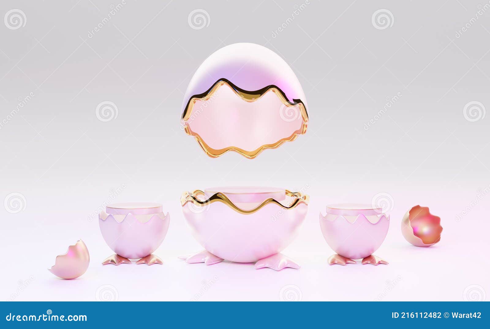 Podium Empty with Egg Shell in White Composition for Modern Stage ...