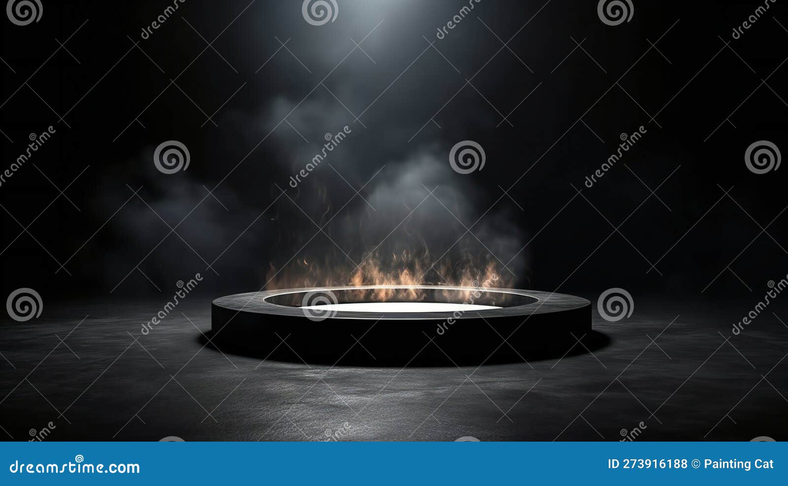 Podium with Fire and Smoke on a Dark Background Stock Photo - Image of ...