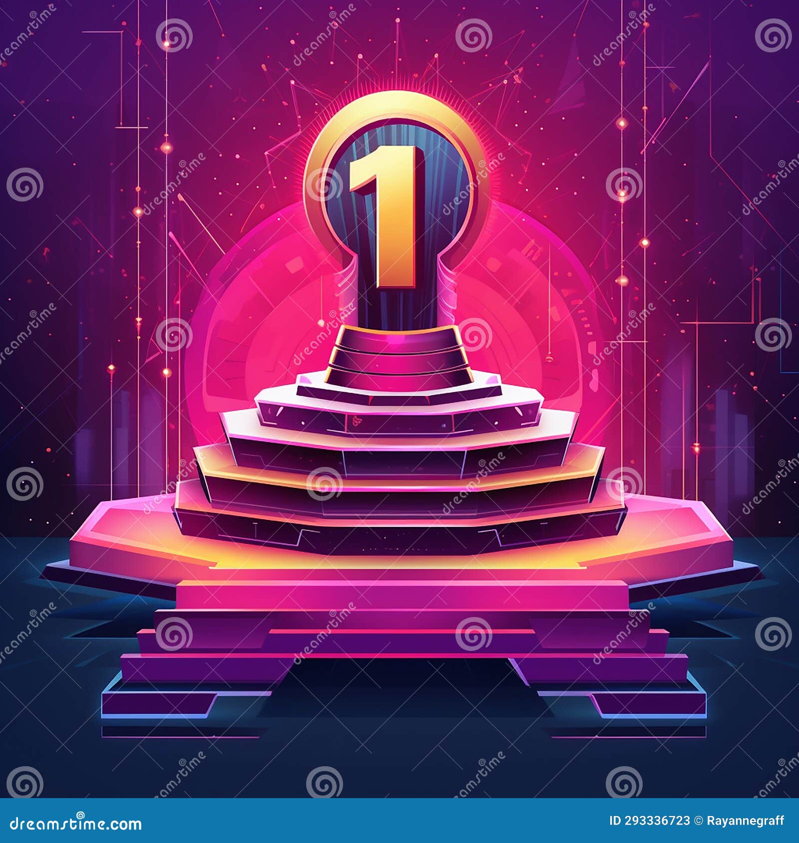 Podium with First Place on Stage. Stock Illustration - Illustration of ...