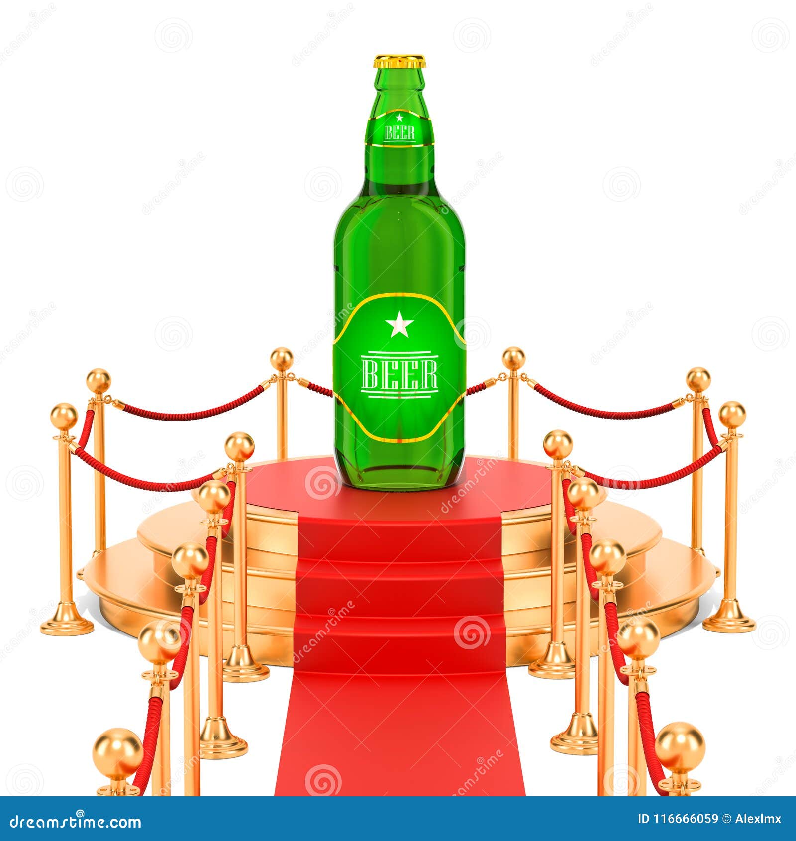 Podium with Glass Beer Bottle, Presentation of New Beer Concept. Stock ...