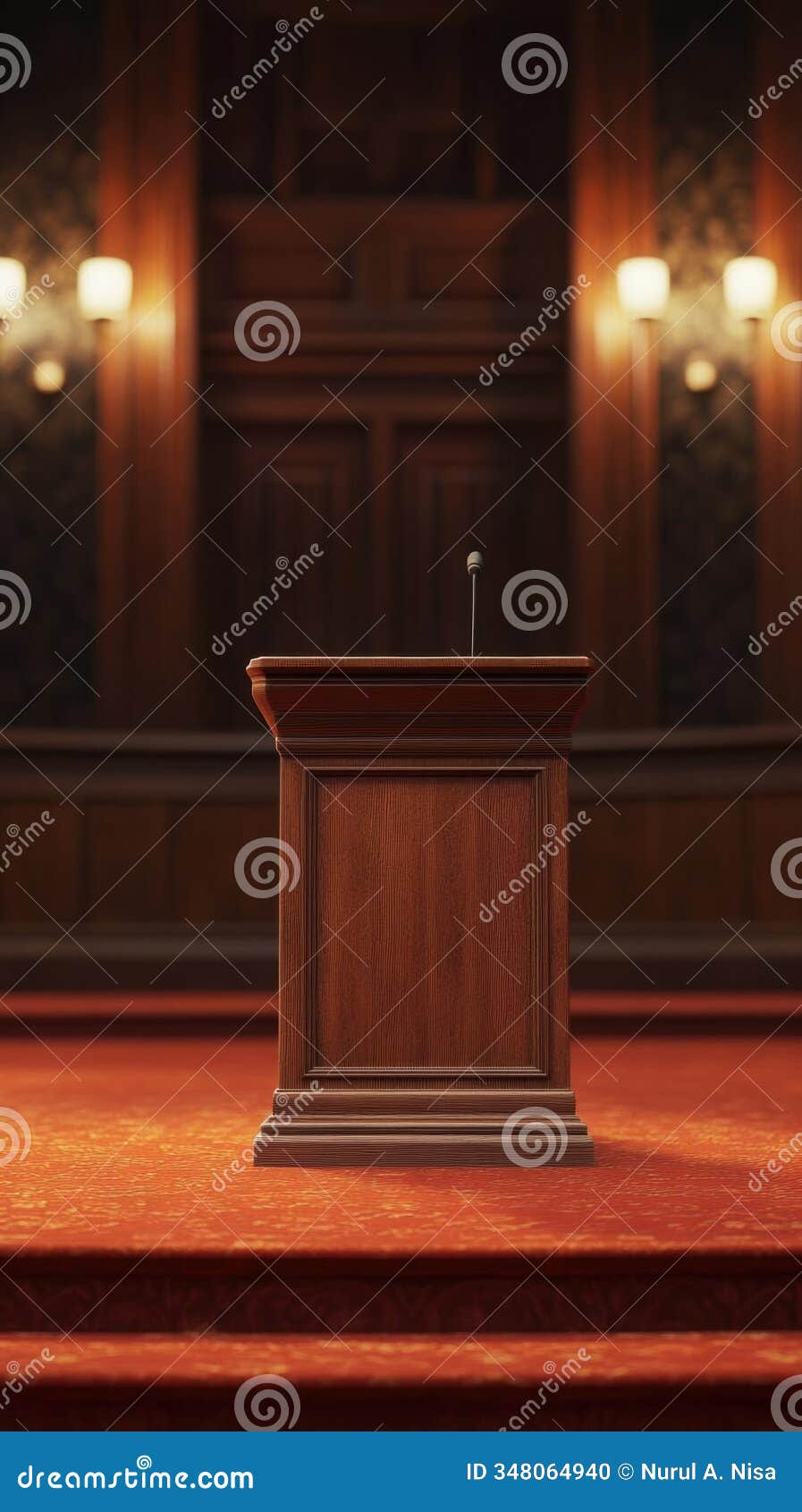 Podium in a Grand Hall, a Stage for Powerful Words Stock Photo - Image ...