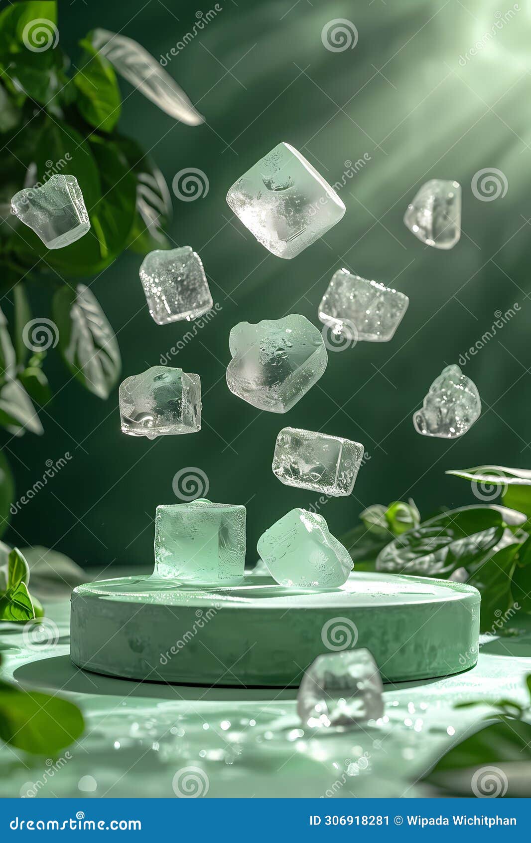 Podium with Ice Cube Product Display Scene Photography for Commercial ...