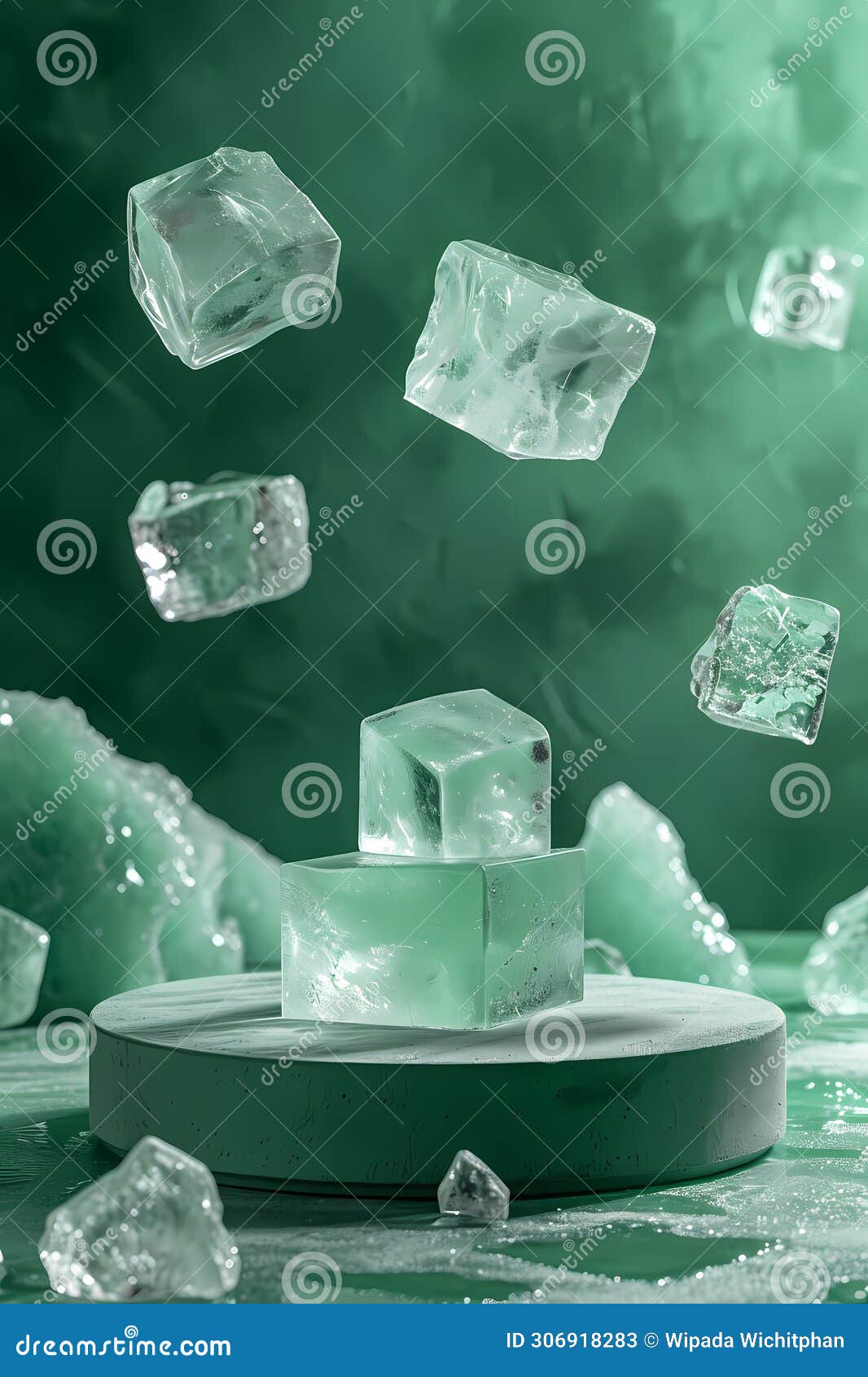 Podium with Ice Cube Product Display Scene Photography for Commercial ...