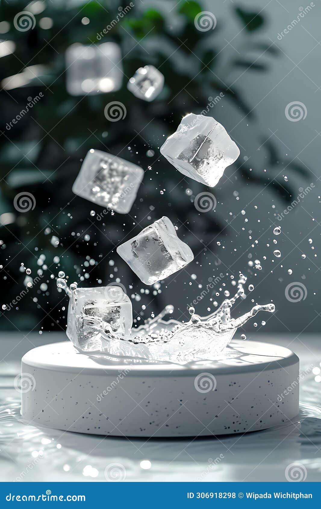 Podium with Ice Cube Product Display Scene Photography for Commercial ...