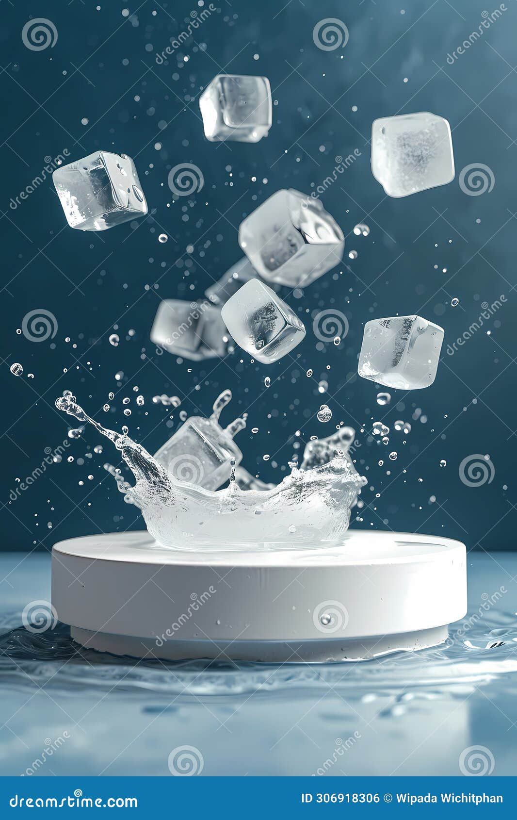 Podium with Ice Cube Product Display Scene Photography for Commercial ...