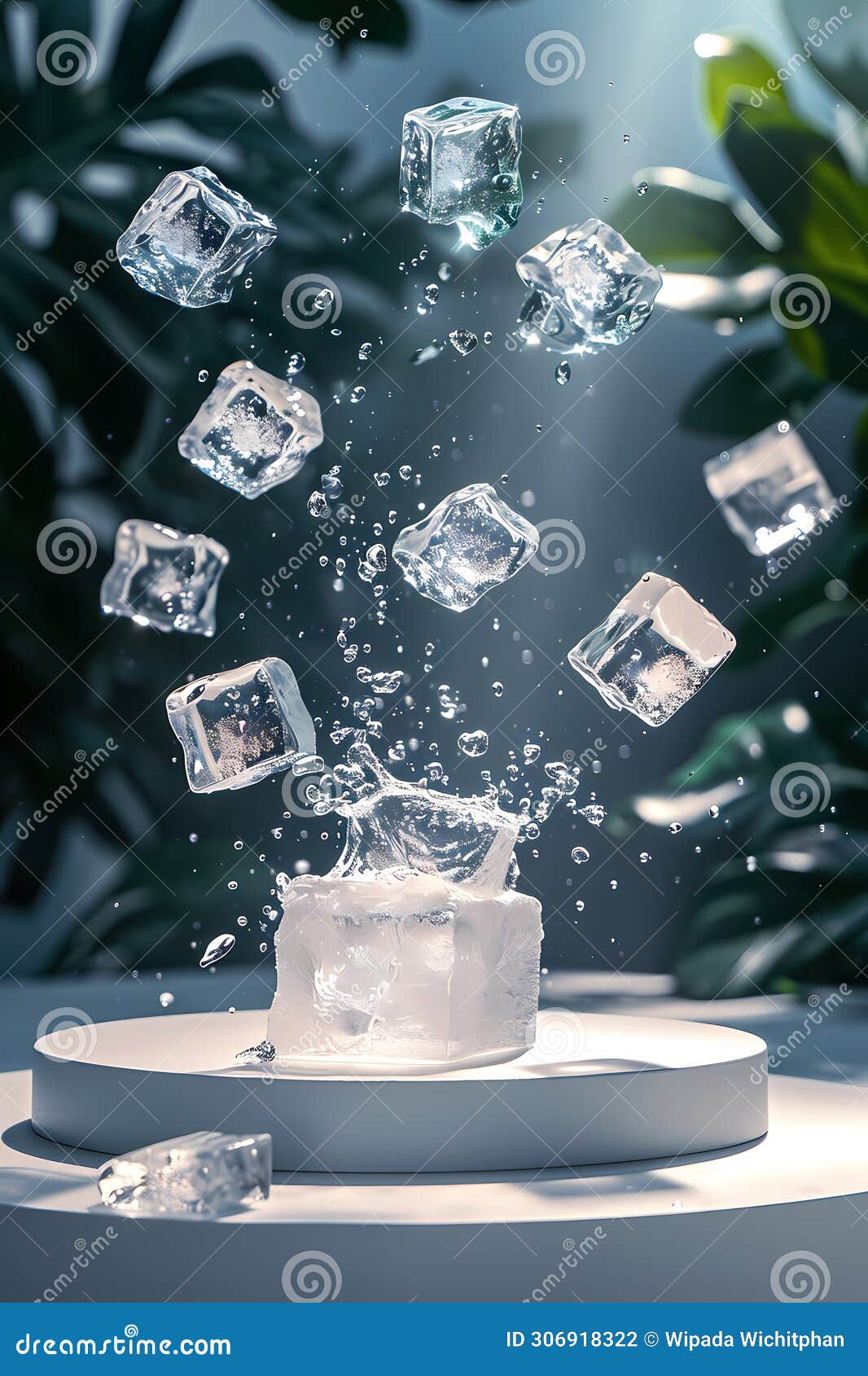 Podium with Ice Cube Product Display Scene Photography for Commercial ...