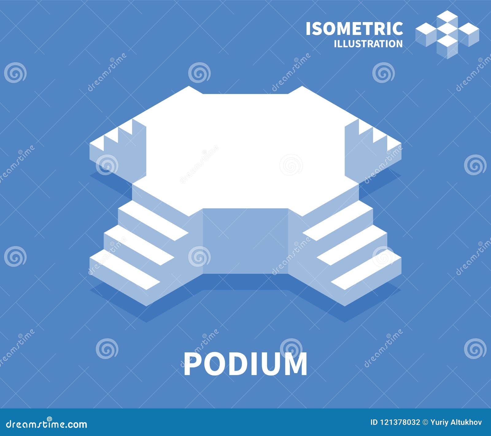 Podium Icon. Isometric Template for Web Design in Flat 3D Style Stock ...