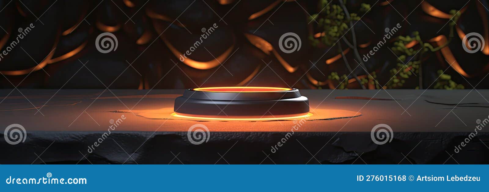 A Podium with Lava Cracks. Sci Fi Scene in Black with a Glow of Fire ...