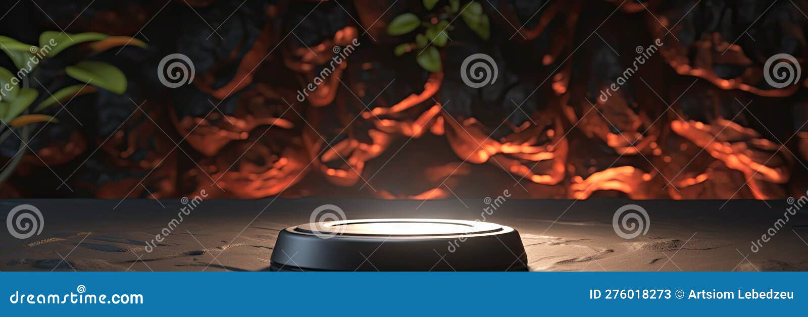 A Podium with Lava Cracks. Sci Fi Scene in Black with a Glow of Fire ...