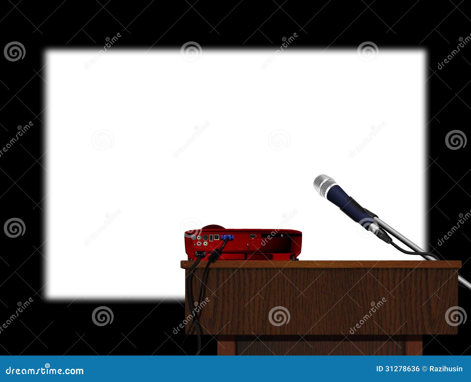 Podium and Microphone with Projector Stock Illustration - Illustration ...