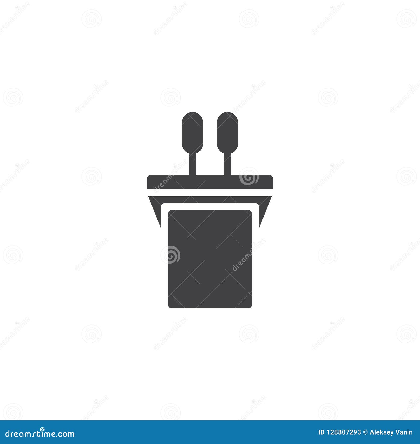 Podium with Microphone Vector Icon Stock Vector - Illustration of pixel ...
