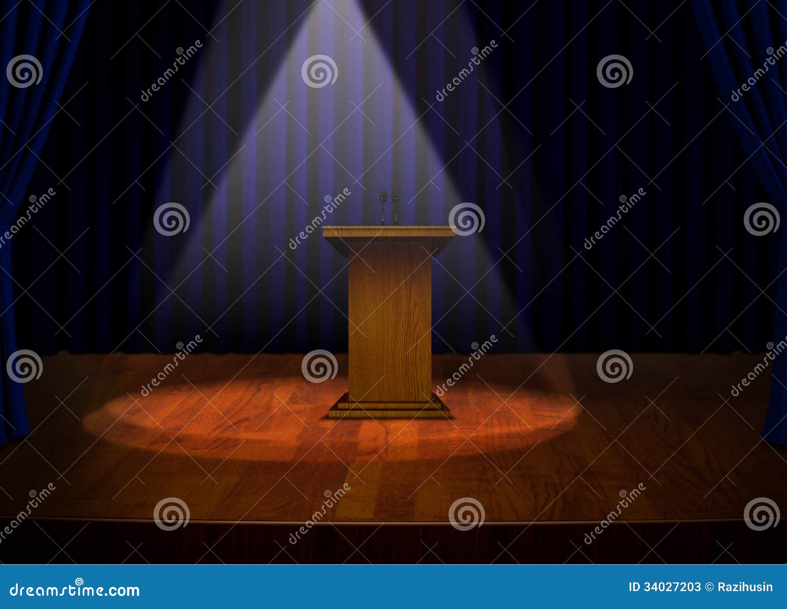 Podium Op Stadium Met Projectorlichten Stock Illustratie - Illustration ...