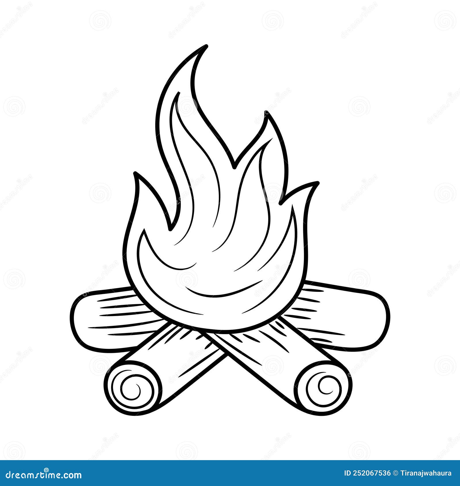 Doodle Campfire with Hand Drawn Style Vector Illustration Stock Vector - Illustration of camping ...
