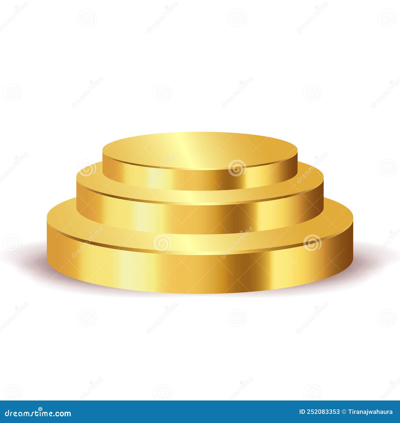 Golden Three Step Podium Isolated on White Background Stock ...