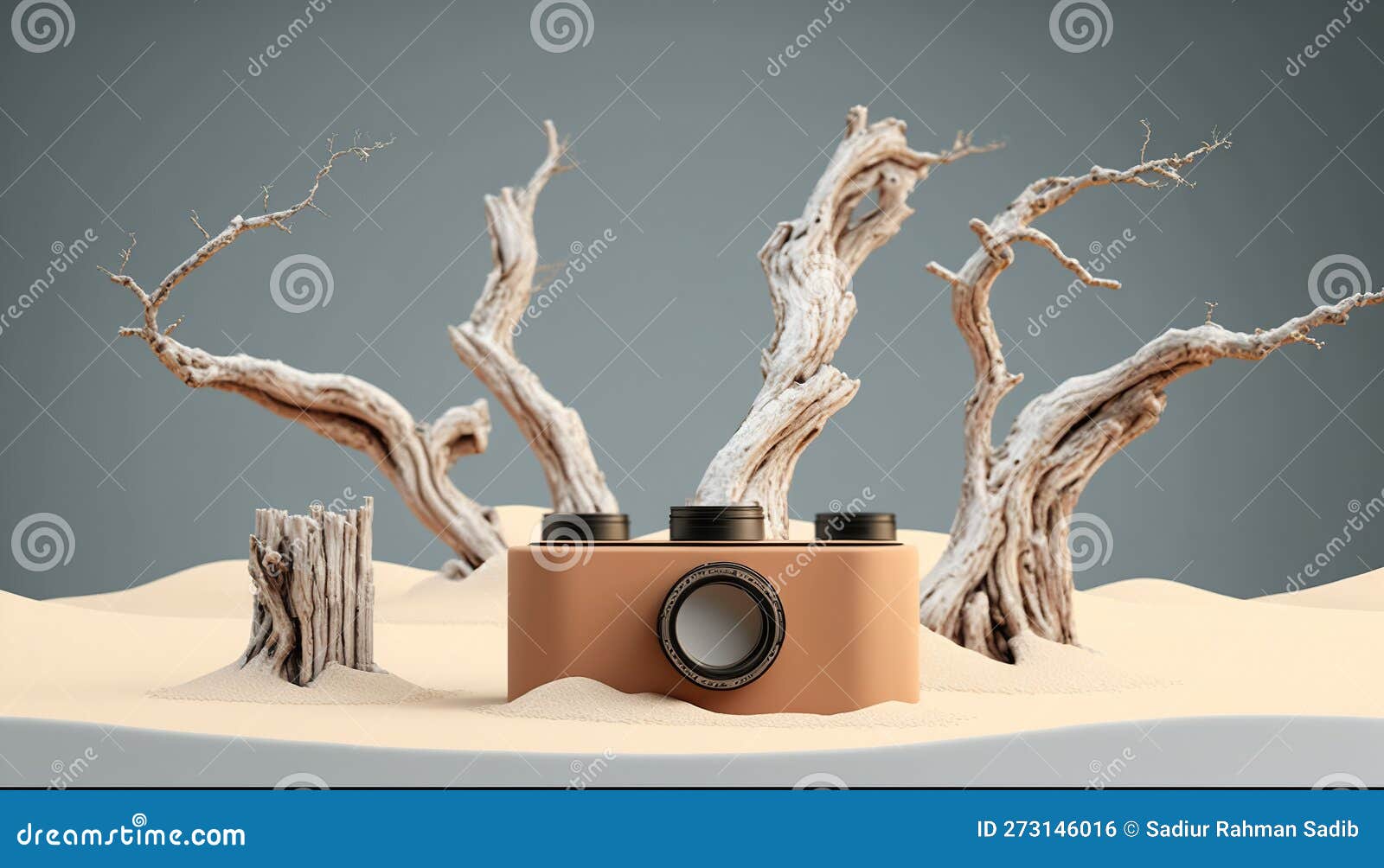 Podium for Product Display with Dry Tree Branches. Abstract Composition ...