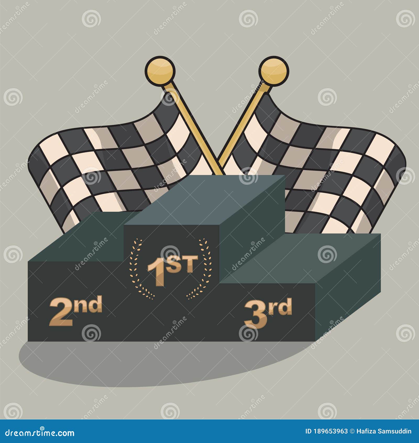 Podium with Race Flags. Vector Illustration Decorative Design Stock ...