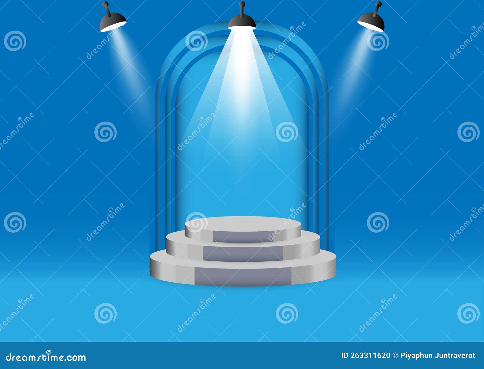 Podium with Spotlight for Show with Blue Wall Background Vector ...