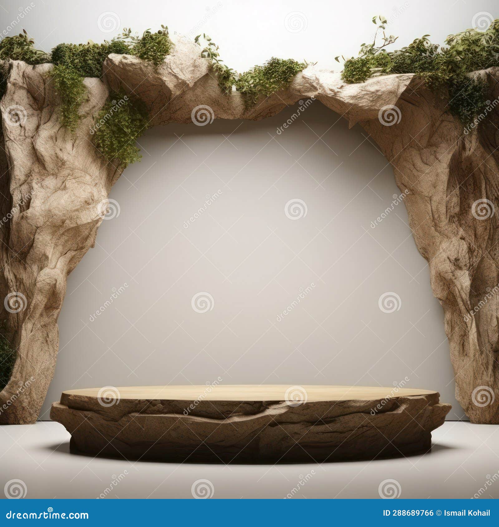 Podium Stage in a Cave with Plants Growing Around it, Created by ...