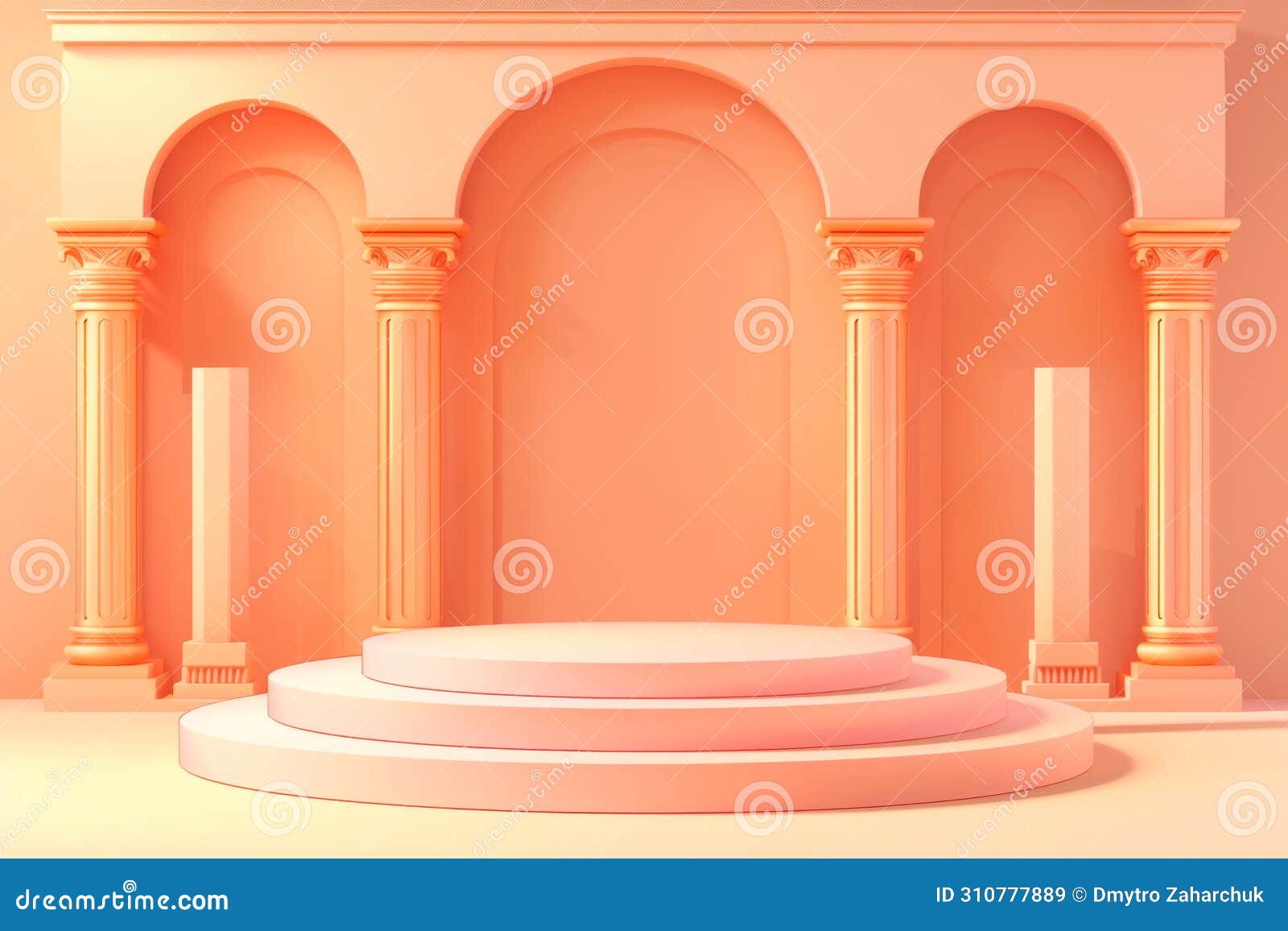 Podium Stage with Egyptian-inspired Columns and Architectural Elements ...