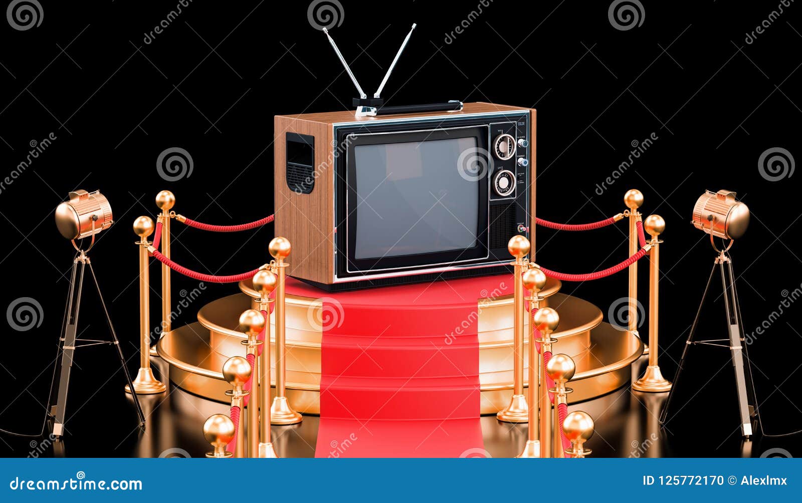 Podium with TV Set, 3D Rendering Stock Illustration - Illustration of ...