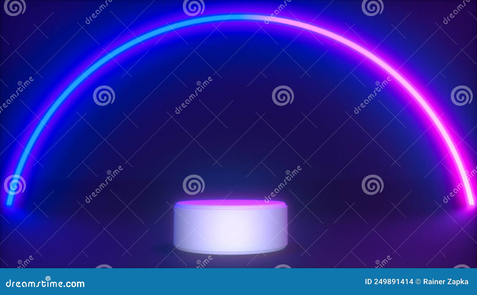 Podium and Various Basic Objects Neon Glowing 3d Rendering Stock ...