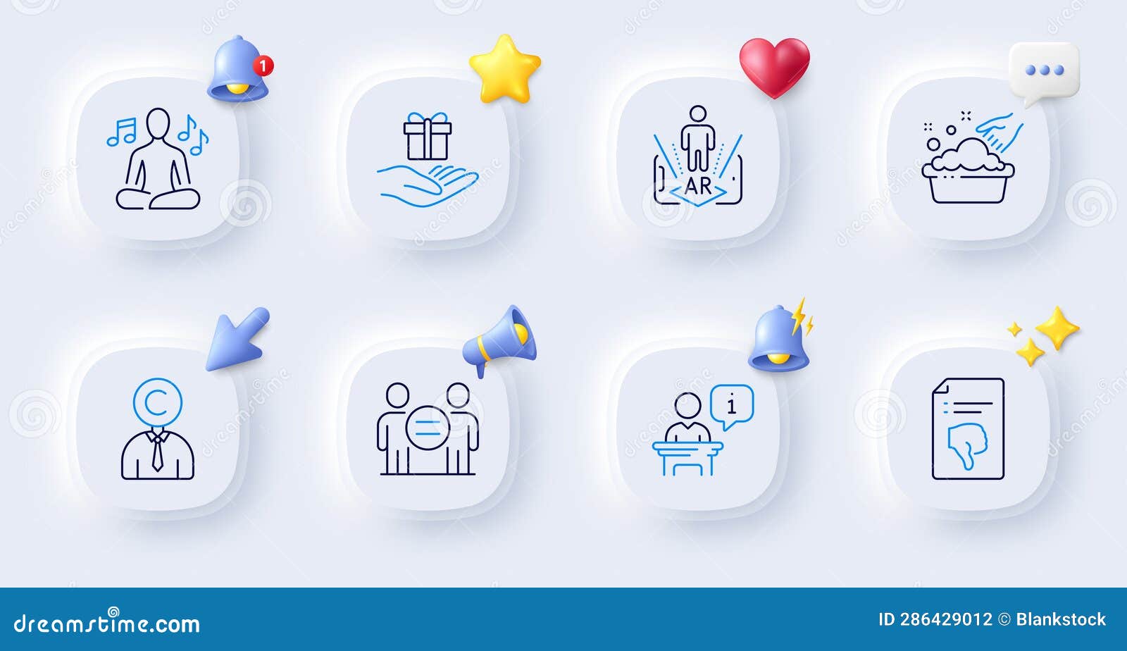 Podium, Yoga Music and Loyalty Program Line Icons. for Web App ...