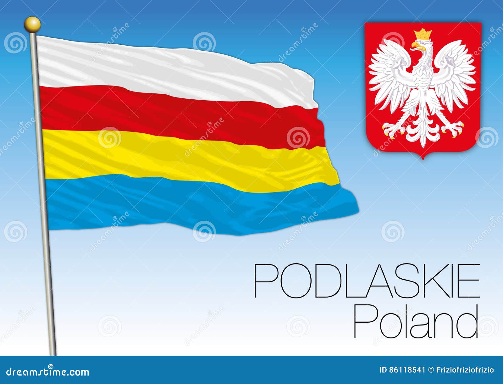 Podlaskie Regional Flag, Poland Stock Vector - Illustration of danzica ...