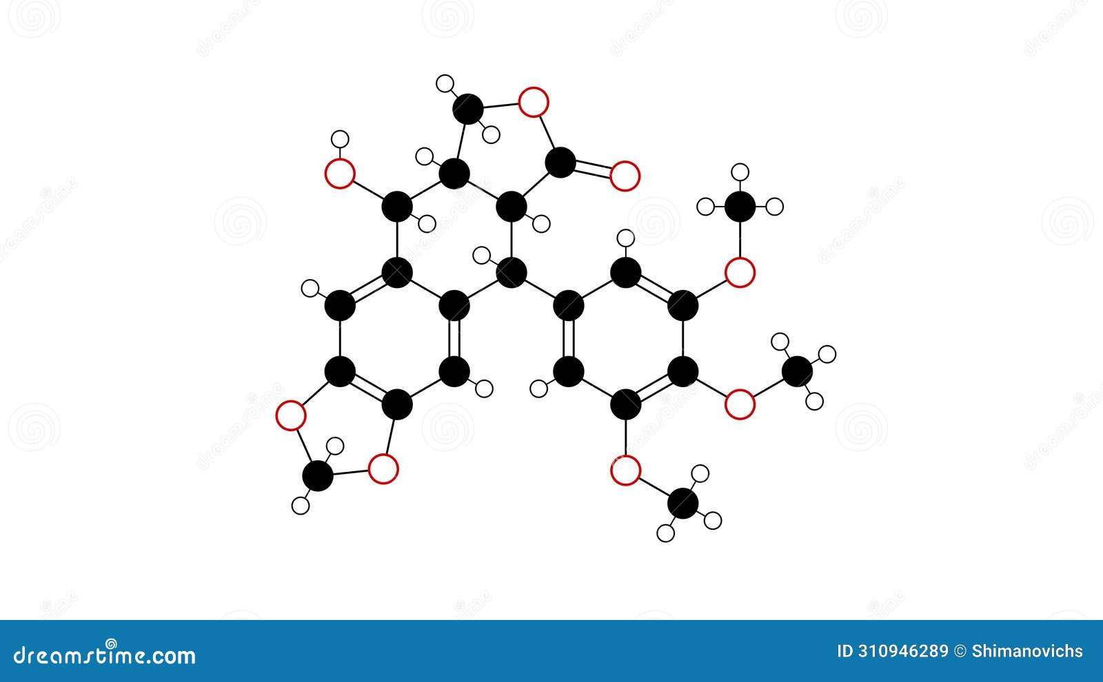 Podofilox Molecular Structure 3d, Flat Model, Podophyllotoxin ...