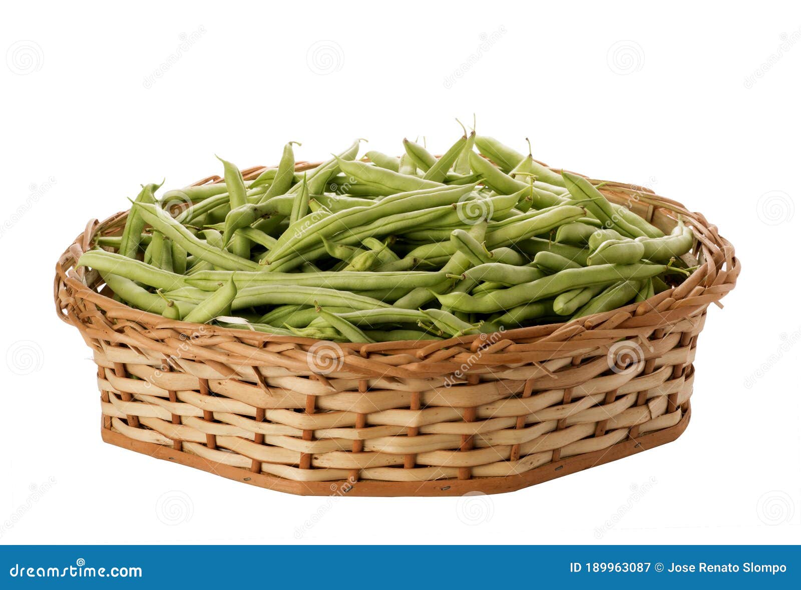 Pods in Wicker Basket on Isolated White Background Stock Image - Image ...