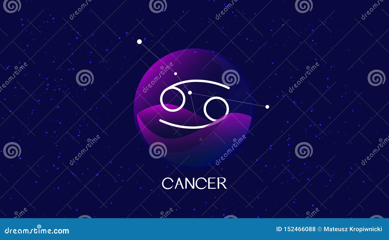 Vector Image Representing Night, Starry Sky with Cancer Zodiac ...