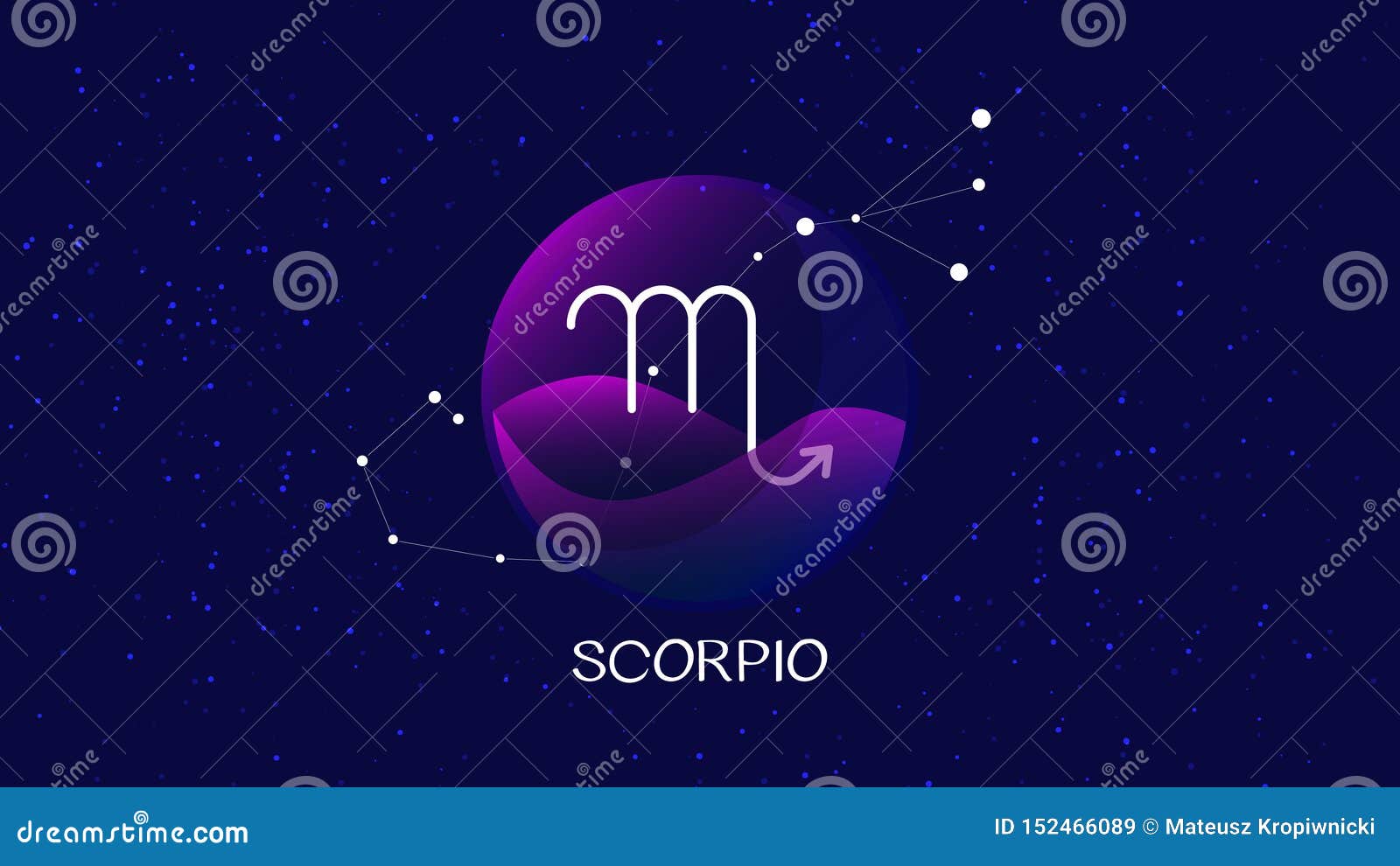 Vector Image Representing Night, Starry Sky with Scorpio Zodiac ...