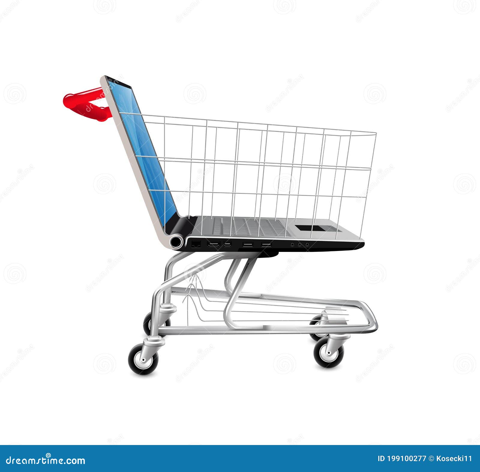 Online Shop Concept - PC Computer As Shopping Cart Stock Illustration ...