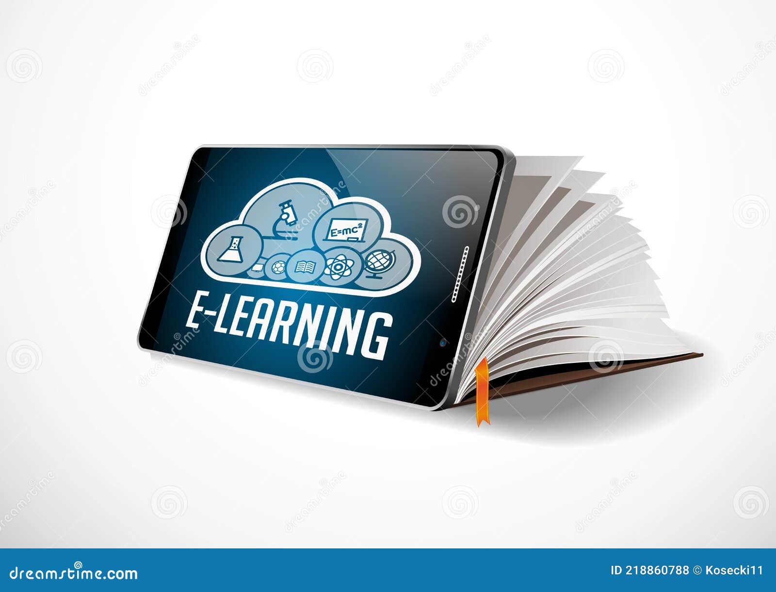 Elearning Concept - Mobile Phone As Book with Word E-LEARNING Stock ...