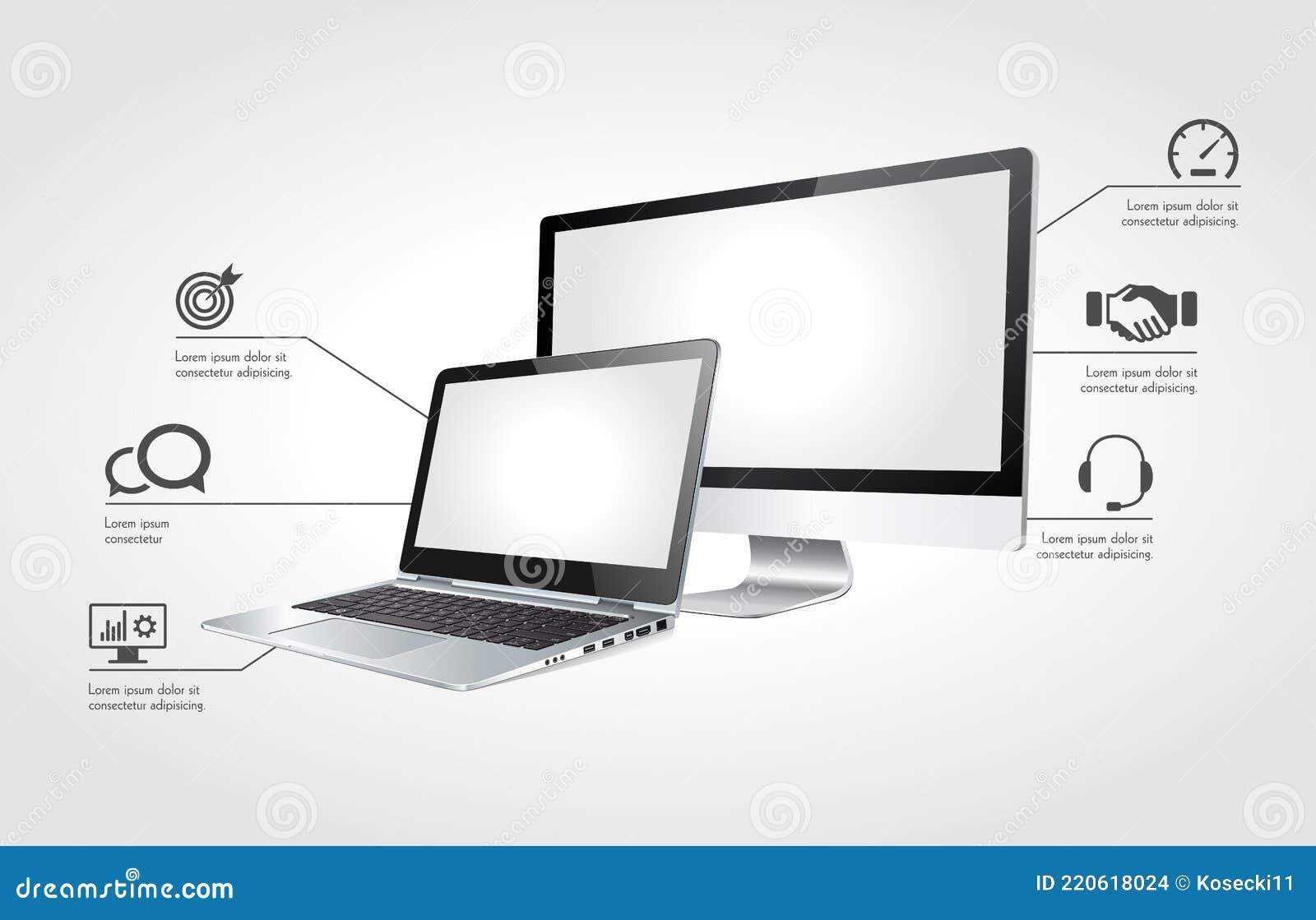 Computers As Work Tools - Laptop and PC Witch Icons Stock Vector ...