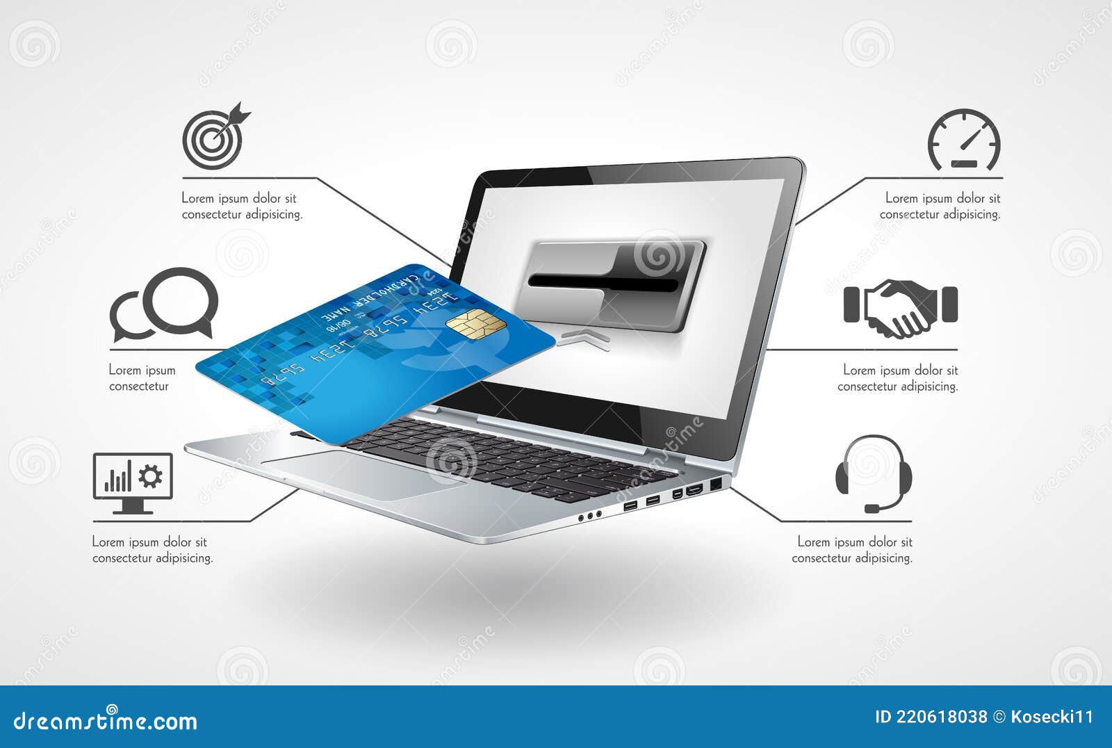 Online Payment System - Laptop with Credit Card As Automated Teller ...