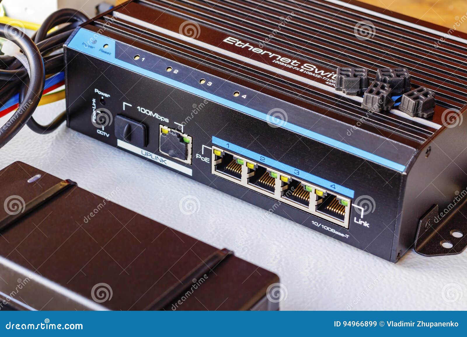 PoE Ethernet Switch Installed on the Mounting Plate Stock Image - Image ...