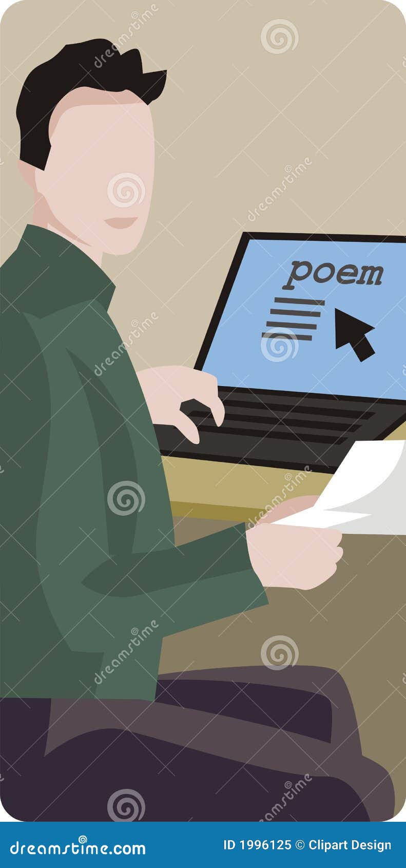 Poet Illustration stock vector. Illustration of clipart - 1996125