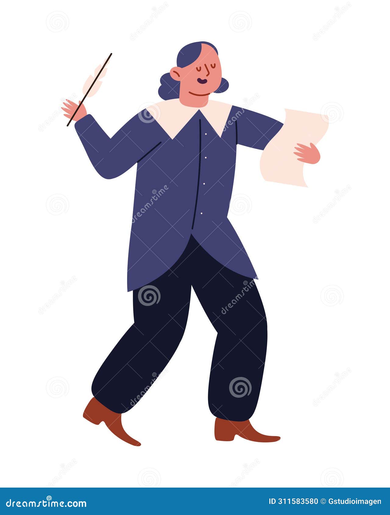 Poet man with paper stock illustration. Illustration of message - 311583580