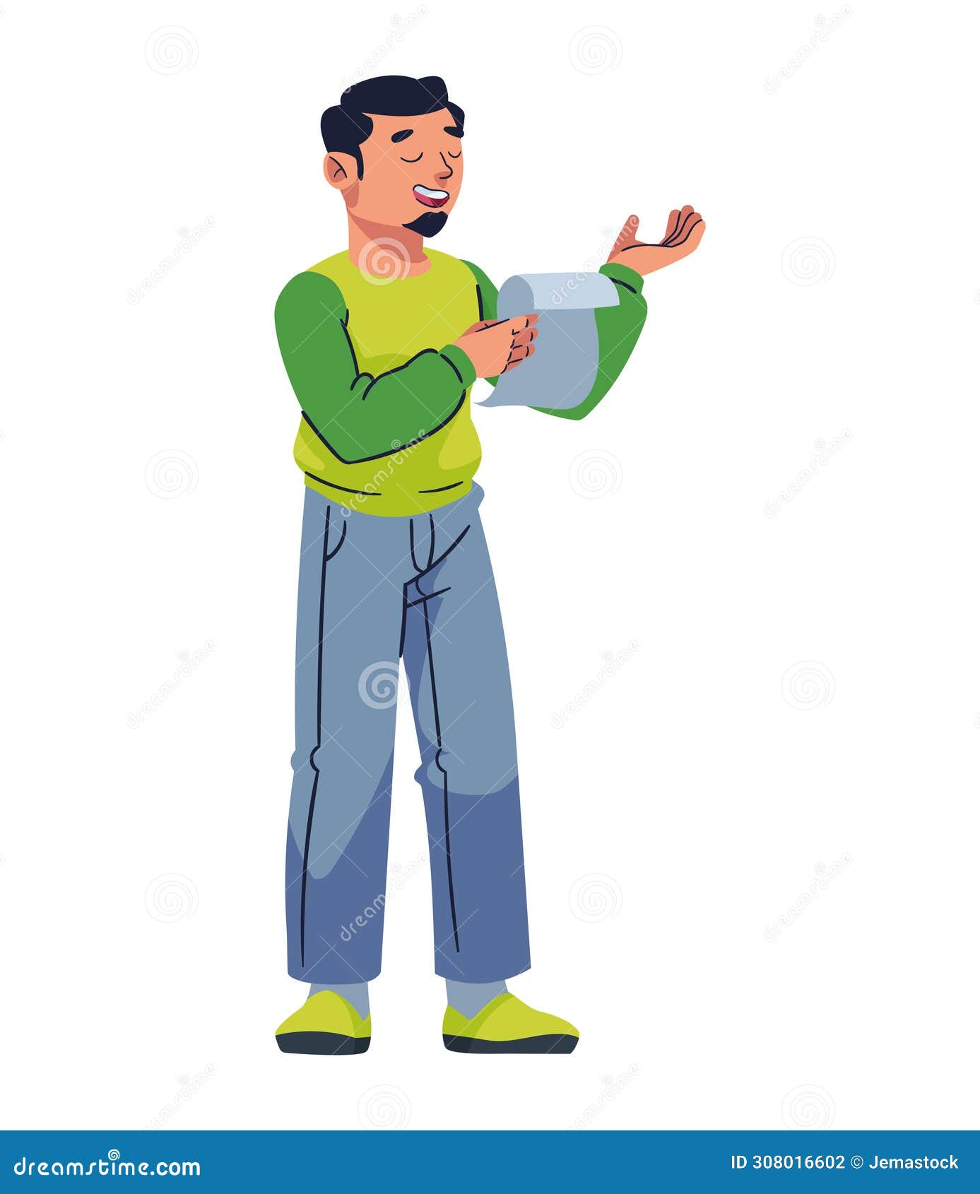 Poet man reading stock vector. Illustration of writing - 308016602