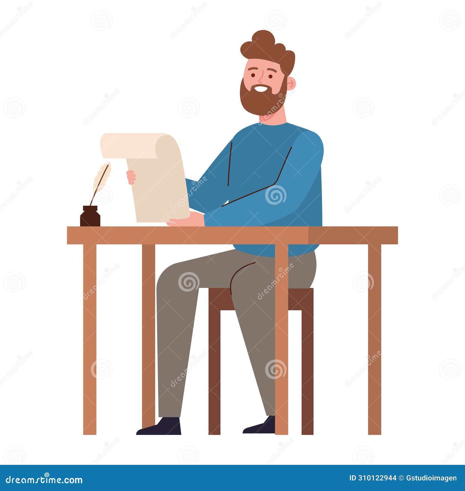 Poet man writting poem stock vector. Illustration of poet - 310122944