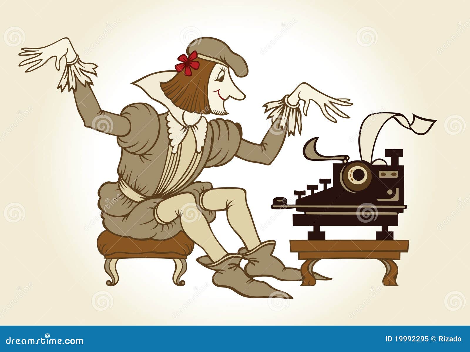 Poeta de la escritura ilustración del vector. Ilustración de boina ...