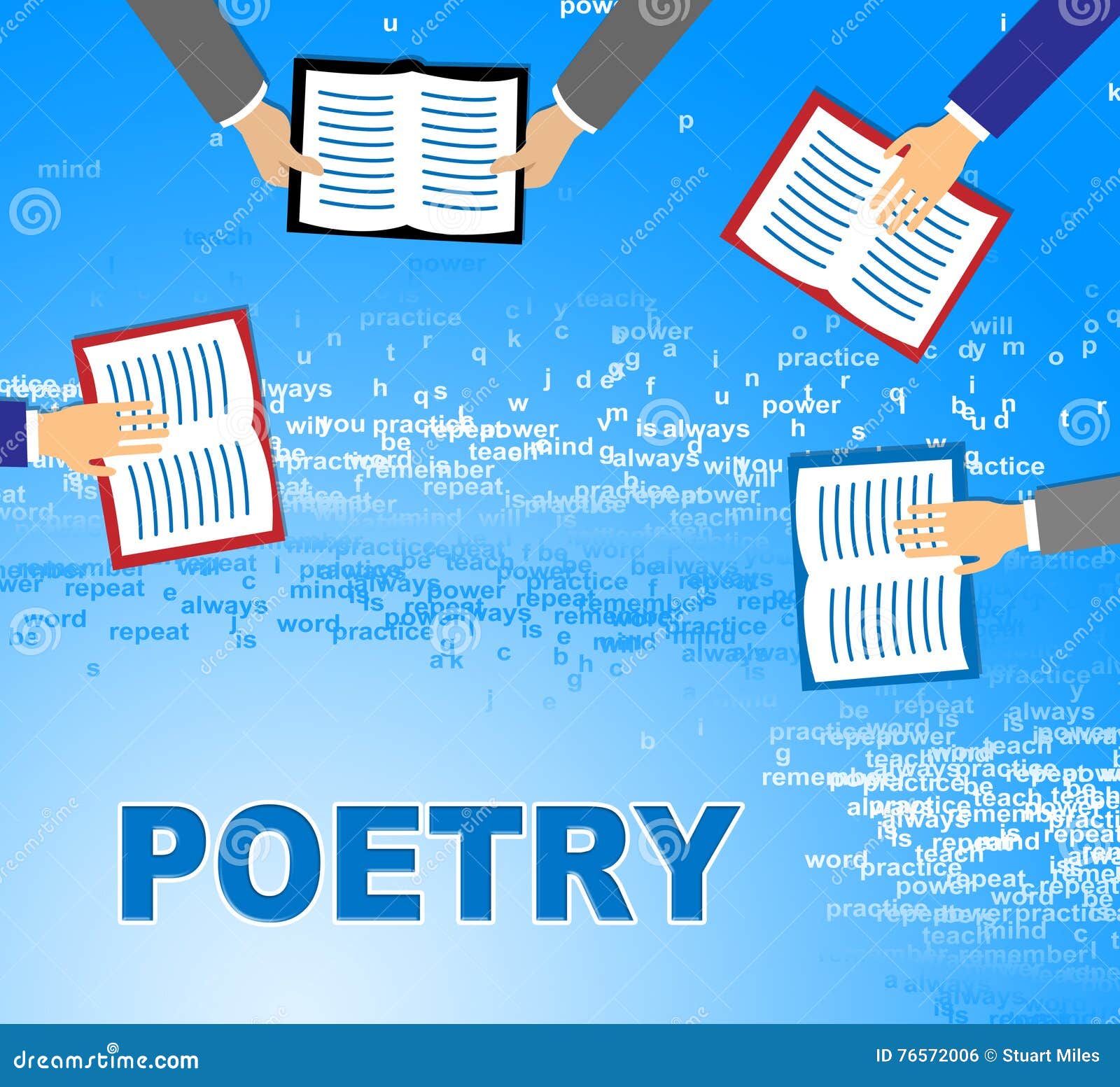 Poetry Books Means Literature Information and Rhyme Stock Illustration ...
