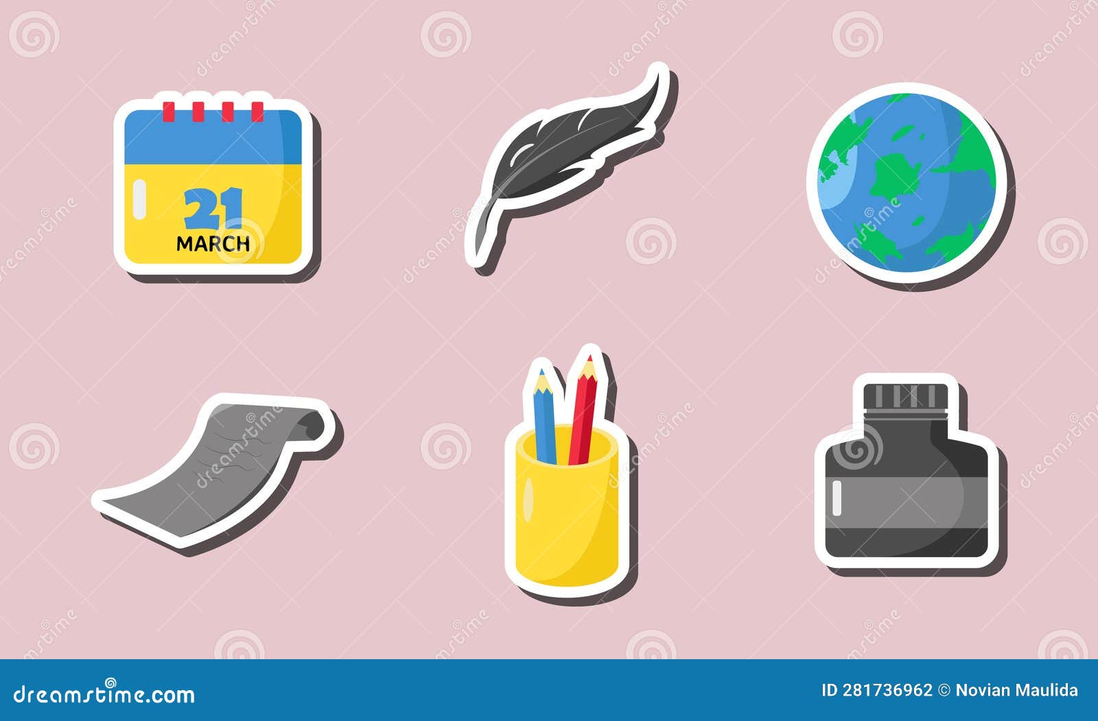 National Poetry Day Sticker Set Collection Design Stock Vector ...