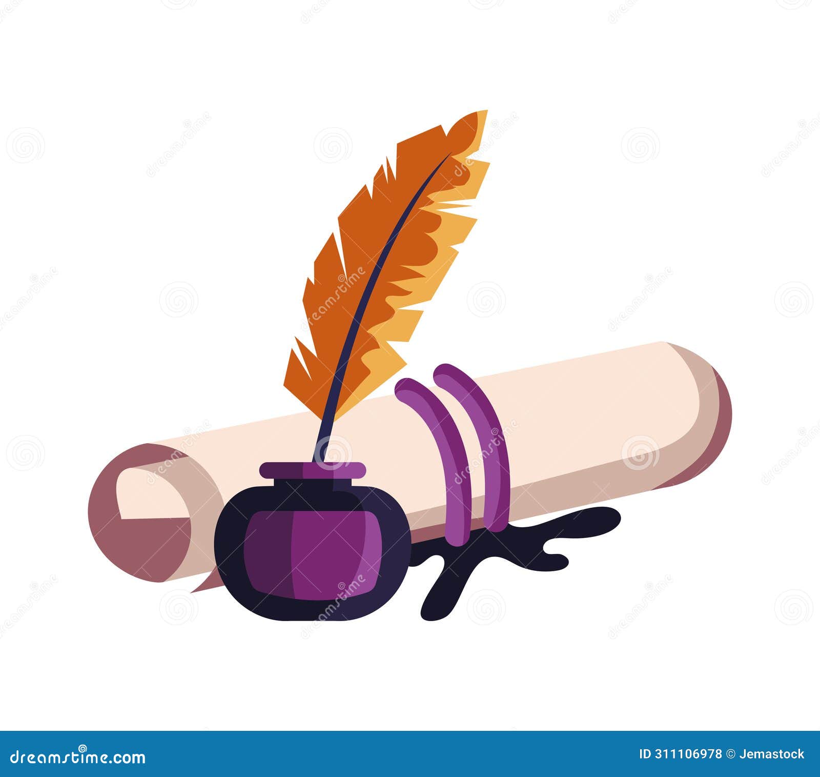 Poetry scroll and ink stock illustration. Illustration of feather ...