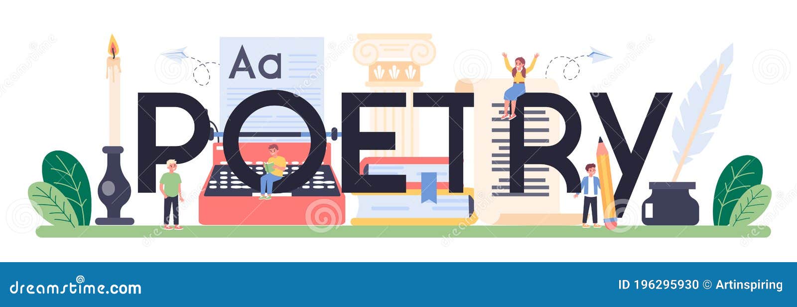 Poetry Typographic Header. Study Ancient Writer and Modern Novel Stock ...