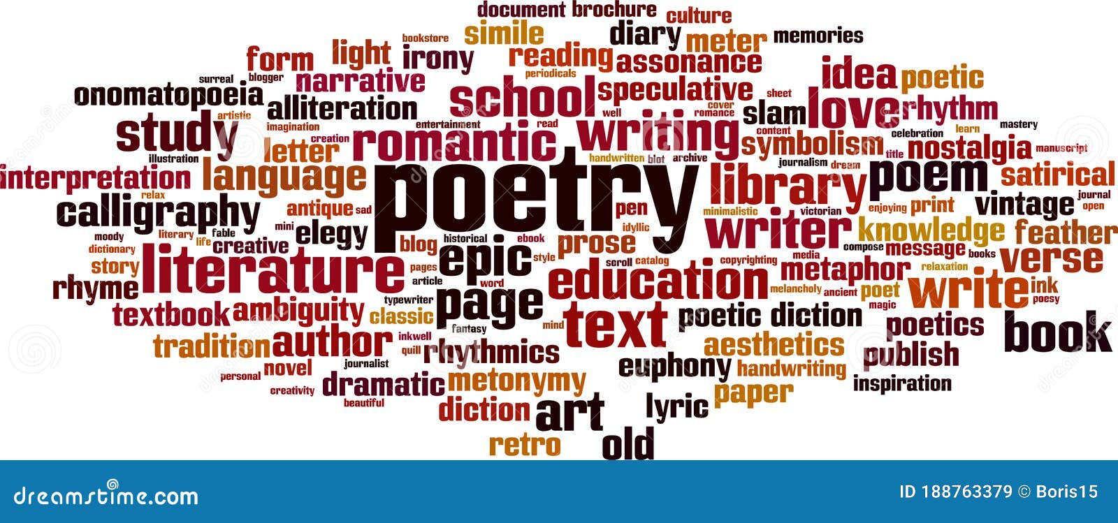 Poetry word cloud stock vector. Illustration of aesthetics - 188763379